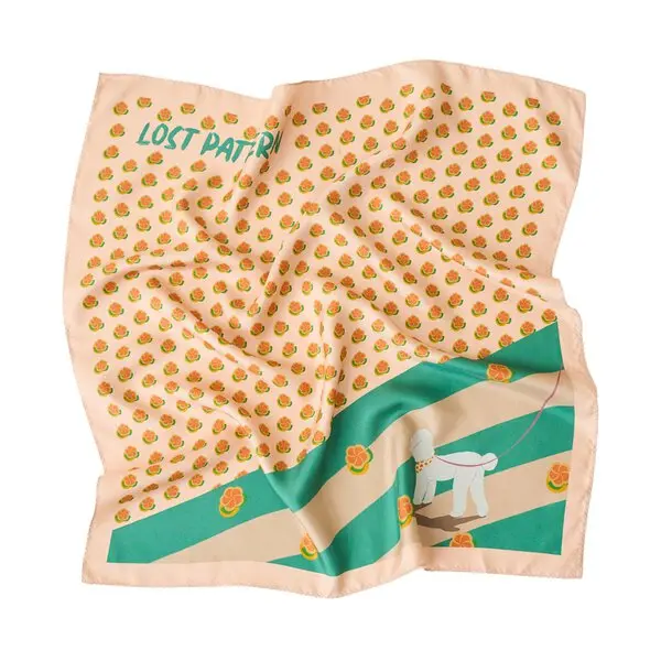 LOST PATTERN Pandita The Dog" Silk Bandana - Orange