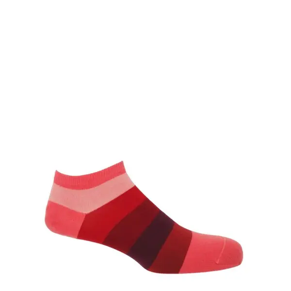 PEPER HAROW - MADE IN ENGLAND Block Stripe Trainer Socks – Fire - Red
