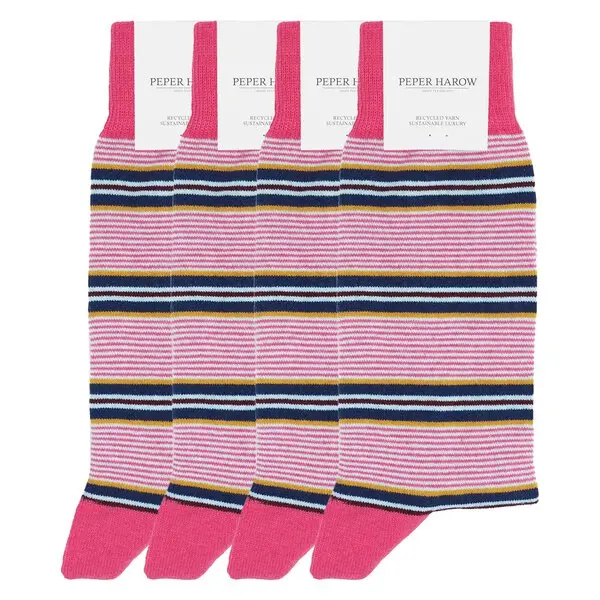 PEPER HAROW - MADE IN ENGLAND Grooms’s Socks Bundle Multistripe - Pink