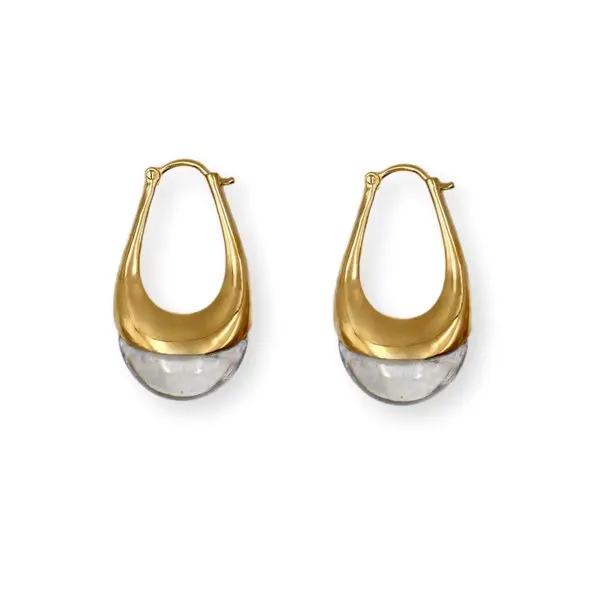 GEM ISLAND Neutrals / Crystal Earrings - Gold