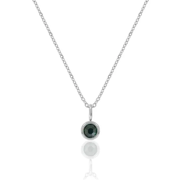 A WEATHERED PENNY Silver / Green Silver Birthstone Necklace May - Silver/green