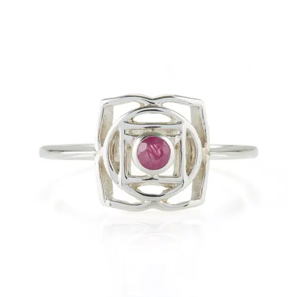 CHARLOTTE'S WEB JEWELLERY Silver / Red Root Chakra Silver Ring Ruby