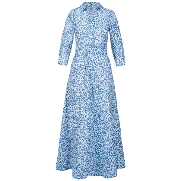 ANTRA DESIGNS Sea Breeze Linen Dress - Blue