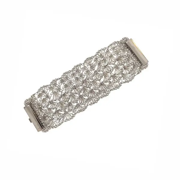 LAVISH BY TRICIA MILANEZE Hand-crocheted Shell Bracelet - Silver