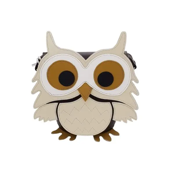 ZATCHELS White / Brown Screech Owl Handmade Leather Bag - White/brown