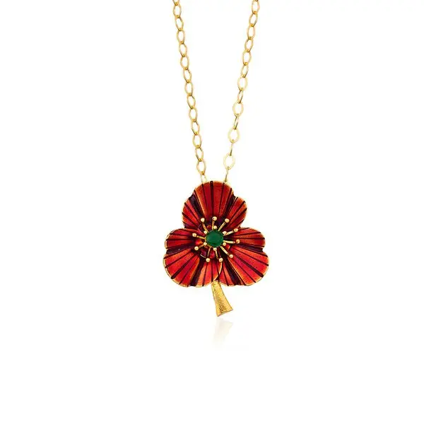 MILOU JEWELRY Three-leafed Clover Necklace - Red