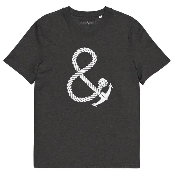ANCHOR & CREW Heather Oversized Ampersand Signature Organic Cotton T-shirt - Black
