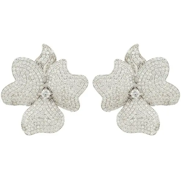 LATELITA Silver / White Flower Large Stud Earrings Silver - Silver/white