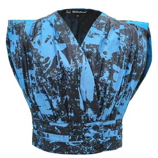 SMART AND JOY Cross-heart Crop Top In Cotton - Blue
