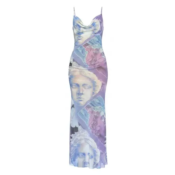 ALOMA STUDIO Enigme Maxi Mesh Dress Print - Blue