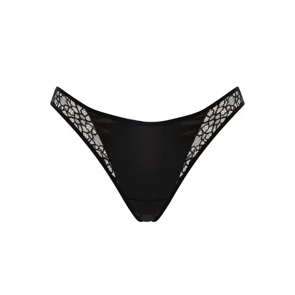 SAETA PARIS Silk & Cotton Lace Brief Leïla - Black