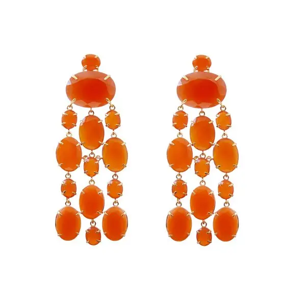 Bounkit Marysol Earrings Carnelian Clip On - Orange