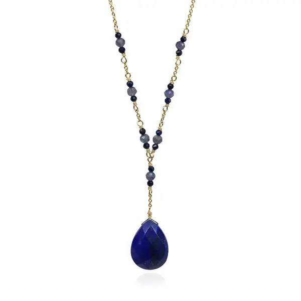 MOUNIR LONDON Lapis & Iolite Y Necklace - Blue