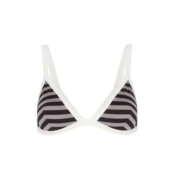 YORSTRULY Double Dip Bikini Top Striped - Black