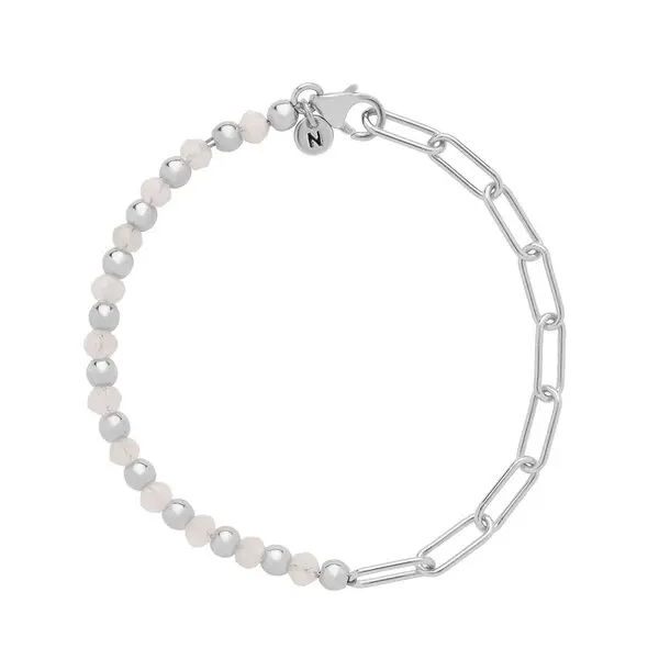 NELLOU JEWELLERY Neutrals / Rainbow Moonstone Gem Shine Bracelet Sterling - Silver