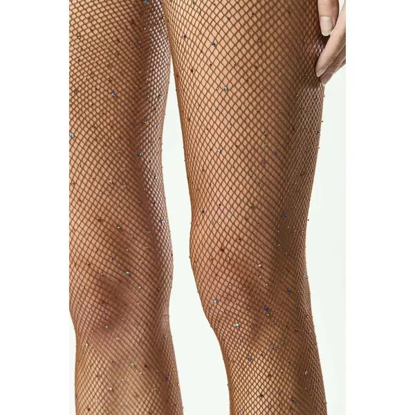 SONGS OF SIREN Crystals Fishnet Tights Astral Espresso - Brown