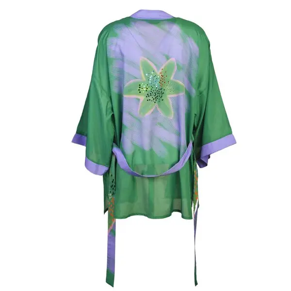 JOY-ES Flower Patterned Short Kimono - Green
