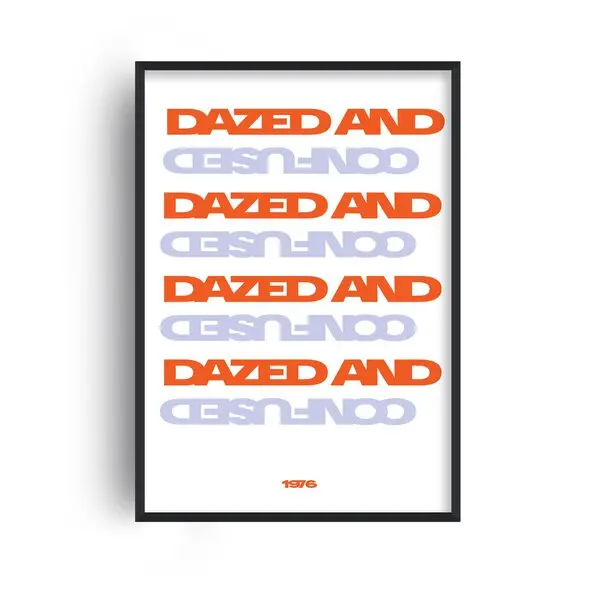 FANCLUB Blue / Red Dazed And Confused Retro Typography Art Print - Blue/red