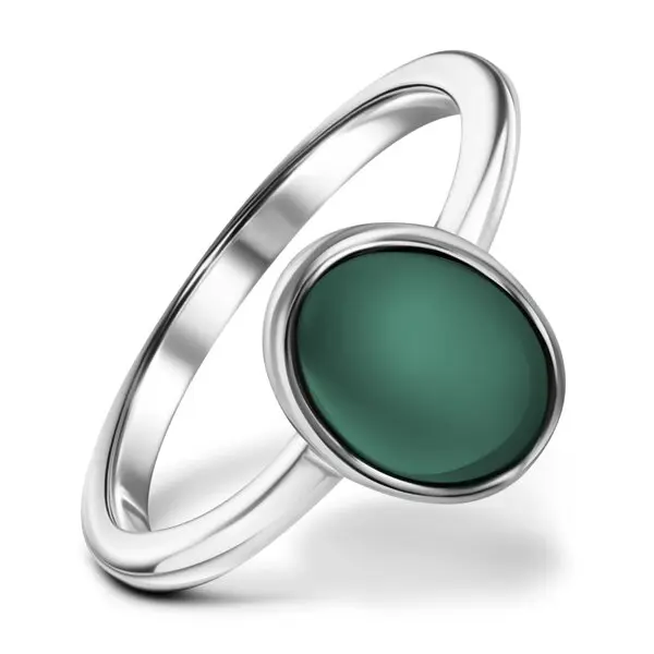 REJECTED HEARTS CLUB Onyx Silver Healing Stack Ring - Green