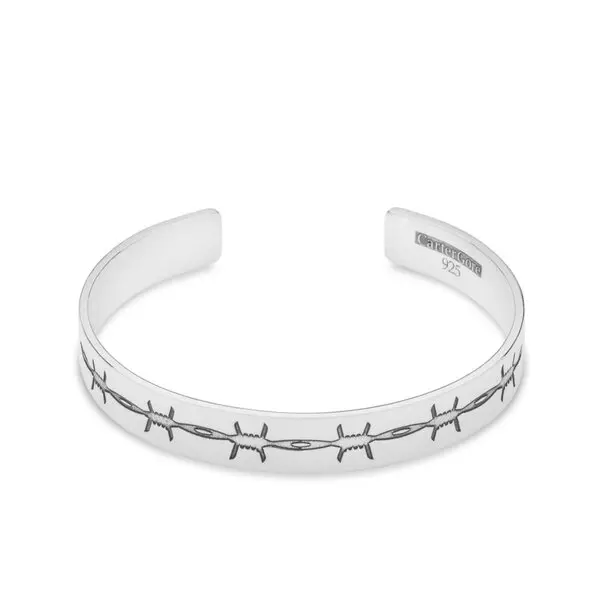 CARTERGORE Sterling Etched Barbed Wire Bangle Large Size - Silver