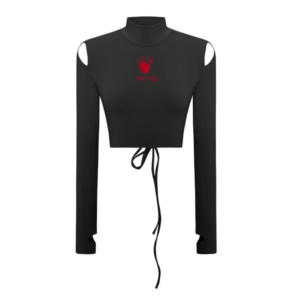 PCFG Long Sleeve Crop Top - Black