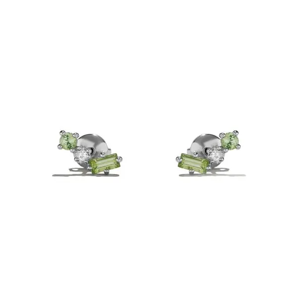 ONI Peridot & Diamond Cluster Tri-studs - Silver