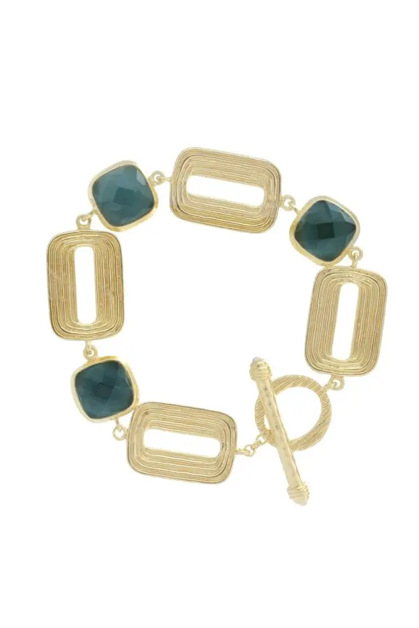 MARCIA MORAN Gold / Blue Della Bracelet In Blue London Doublet Stones - Gold/blue