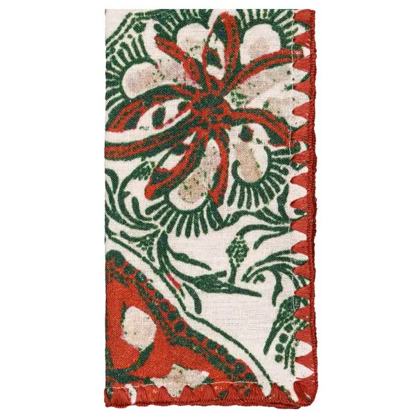 MIND THE GAP Green / White / Red Heirloom Napkin Set By