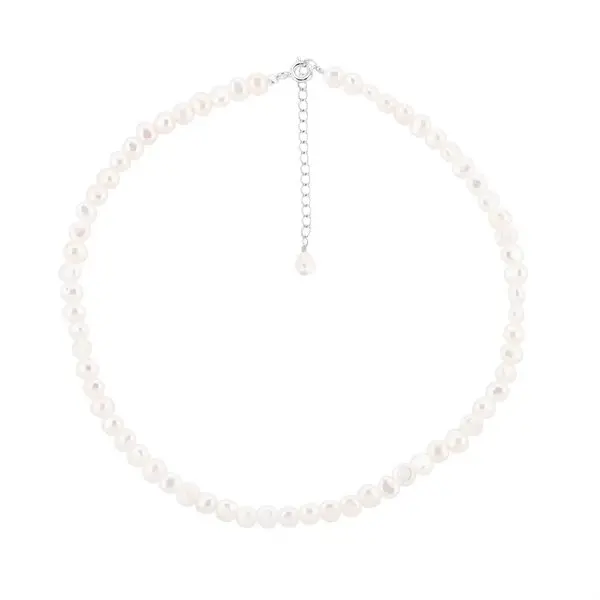 PEARL CODE Baroque Pearl Choker — Freshwater Pearl Necklace, Silver - White
