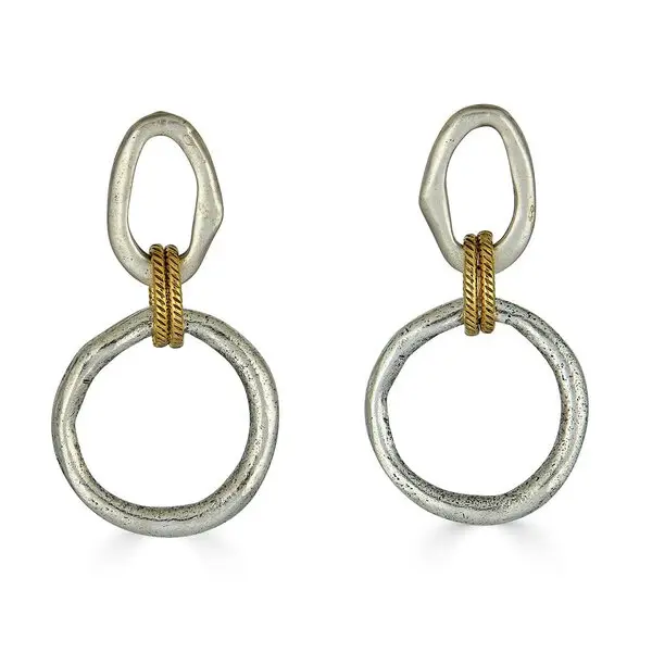 LONI PAUL JEWELRY Gold / Silver Mixed Metal Sculpted Circle Earrings - Gold/silver