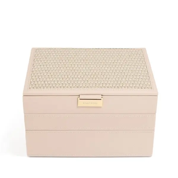 STACKERS Neutrals / Classic Blush Raffia Jewellery Box Set Of Three - Pink