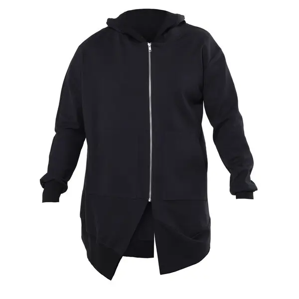 METAMORPHOZA S Asymmetric Zip Hoodie - Black