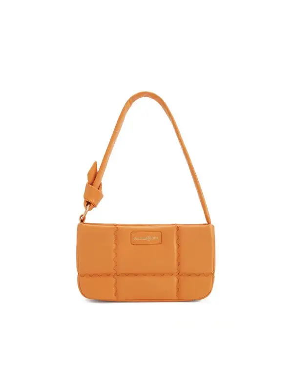 ORANGE CUBE Square Stitch Cushion Shoulder Bag - Orange