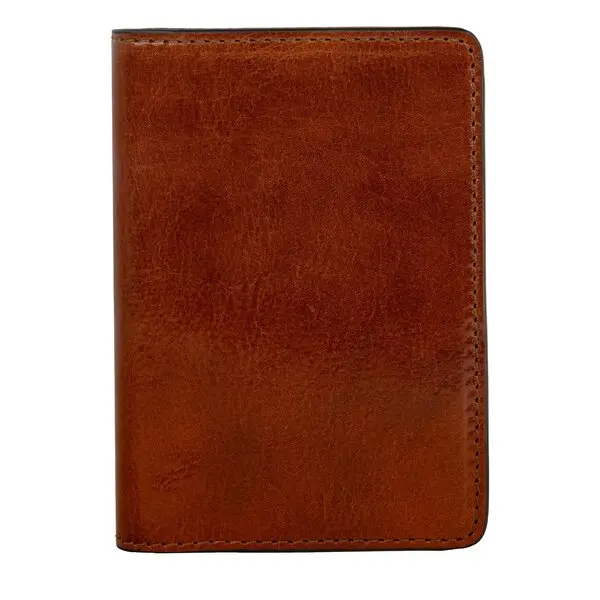 TIME RESISTANCE Small Leather Passport Holder In Cognac Gulliver's Travels - Brown