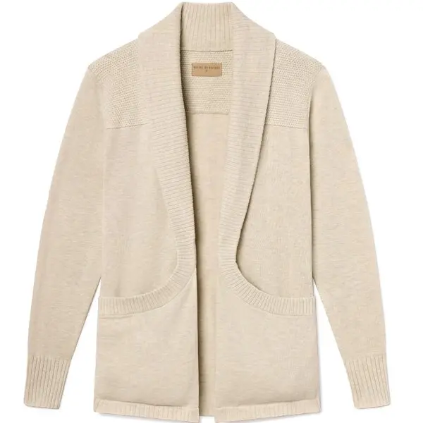 WESTON JON BOUCHER Hemingway Lightweight Slim Fit Cardigan Oat - White