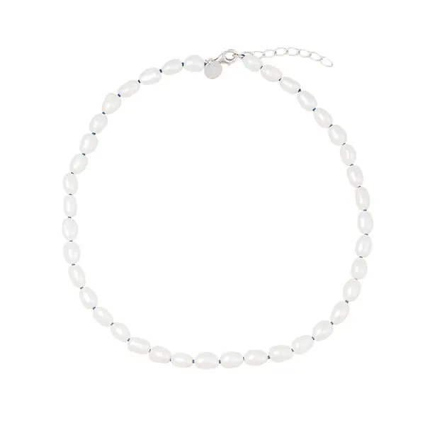 CHIARA TEDESCHI JEWELLERY Baroque Pearl Necklace & Colored Thread - Blue