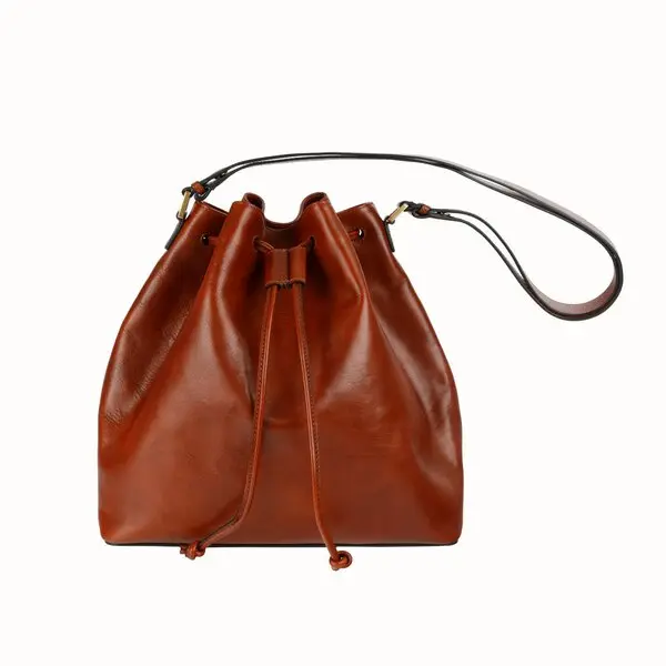 TIME RESISTANCE Leather Bucket Bag In Sybil - Brown