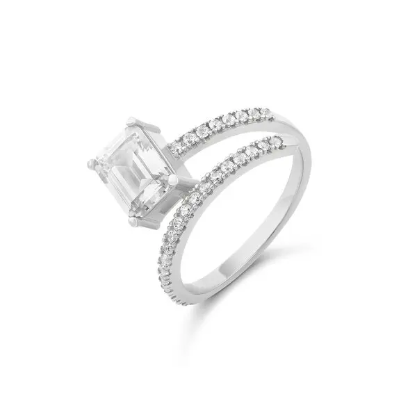 SHYMI Half Way Around Emerald Statet Ring - Silver