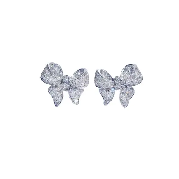 CHANEL JOAN ELKAYAM Crystal Bow Earrings - Silver