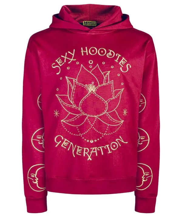 MIRACLES MANIFESTER Love Affirmation Embroide Hoodie Bordeaux - Red
