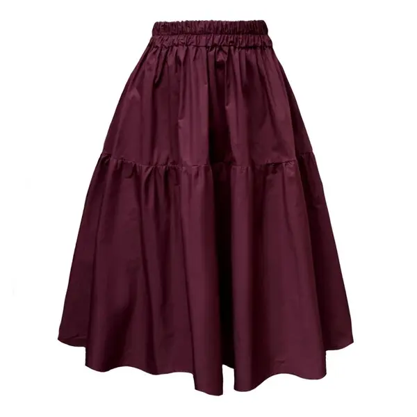 FROCK TALES Tahiti Midi Skirt With Pockets In Cherry Laquer - Red