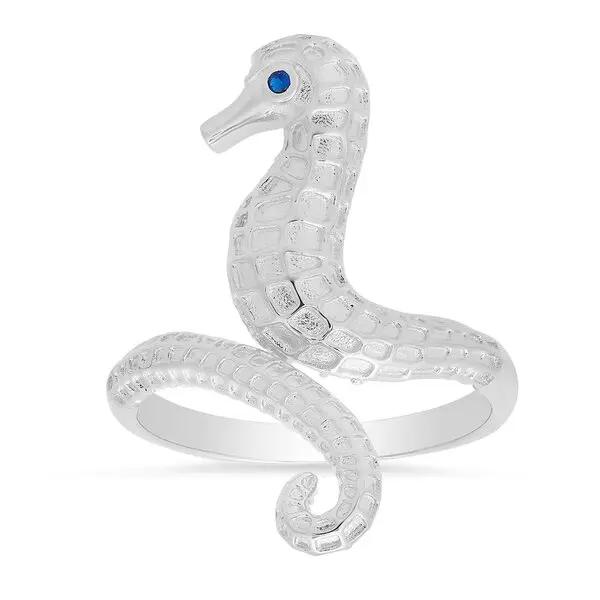 KYLIE HARPER Sterling Sapphire Cz Seahorse Ring - Silver