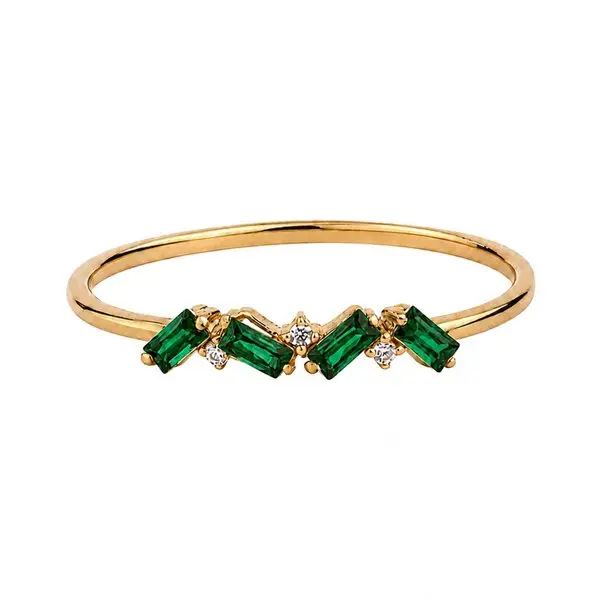 BELINDA JEWELZ Gold / Green Emerald Full Baguette Birthstone Ring - Gold/green