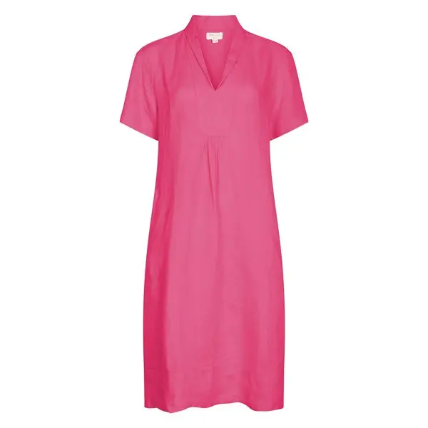 NOLOGO-CHIC Elodie Short Sleeve Midi Dress Linen Peony - Pink