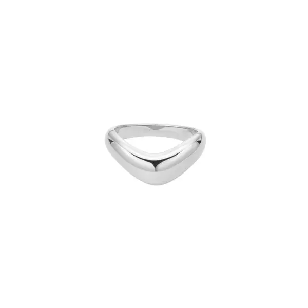 VANCHI Vava Plain Chunky Curved Wave Ring - Silver