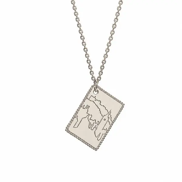 JANUS EDINBURGH Sterling 'from Edinburgh With Love' Postcard Necklace - Silver