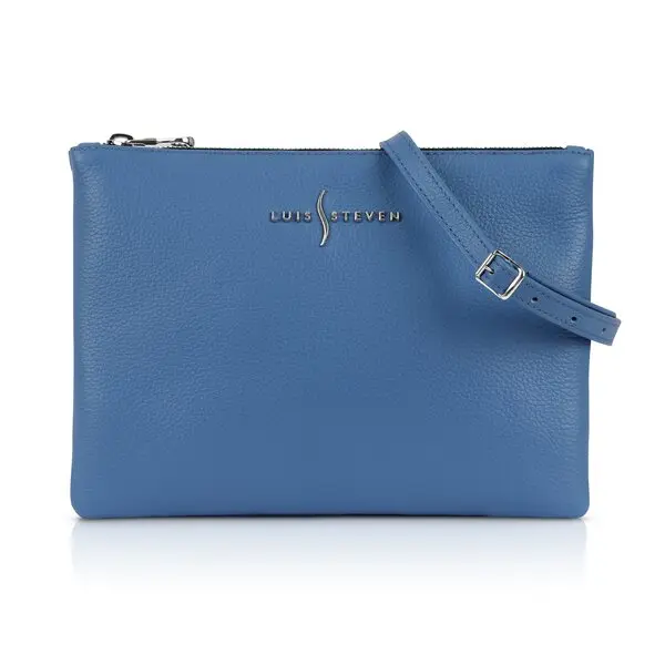 LUIS STEVEN Crossbody Pouch- Cobalt Pebble Leather - Blue