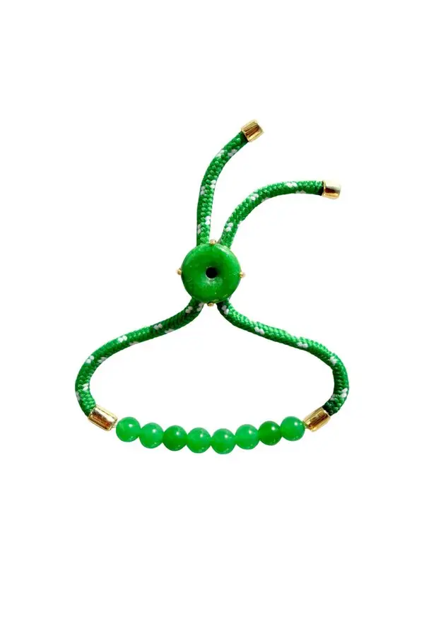 SEREE Paracord Jade Slider Bracelet - Green