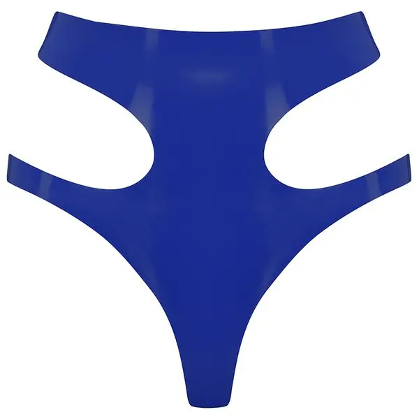 ELISSA POPPY Latex Cut Out Thong - Blue