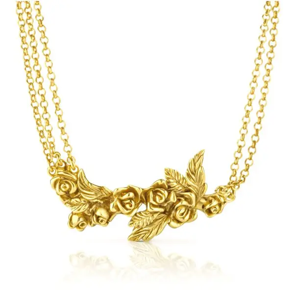UNALOE Designer Rose Necklace – Bold Floral Choker Elegant Statet Jewelry - Gold